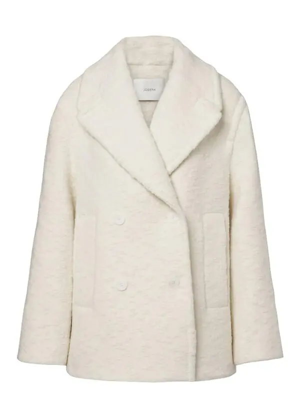 JOSEPH Eddie Wool-blend Bouclé Coat - White