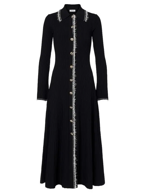 Simkhai Ribbed-knit Shirt Dress - Black