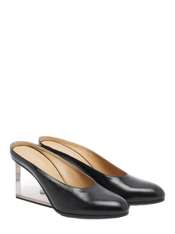 MAISON MARGIELA Leather Wedge Mules - Black