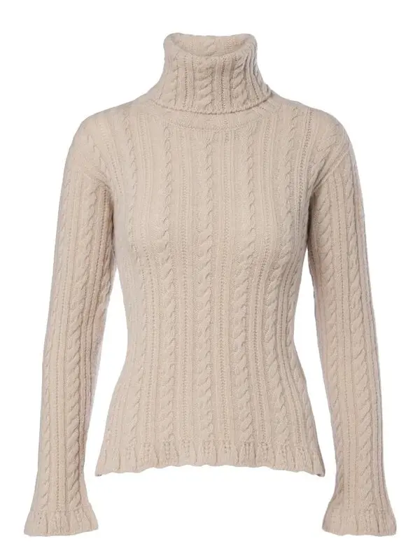 Moncler Cable-knit Wool-blend Turtleneck Sweater - Beige