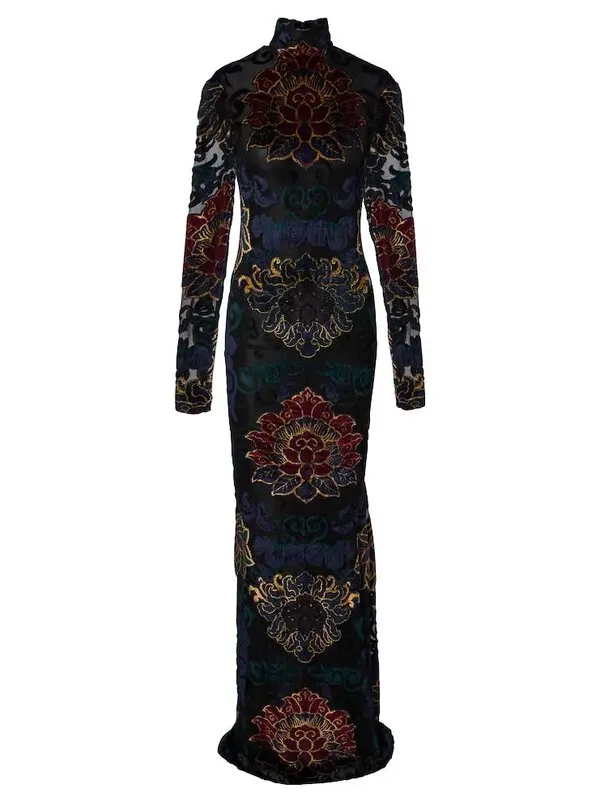 Etro Embroidered Velvet Gown - Multicoloured