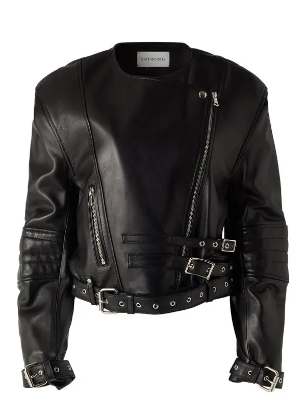KATE HUNDLEY Exclusive Charli Leather Moto Jacket - Black