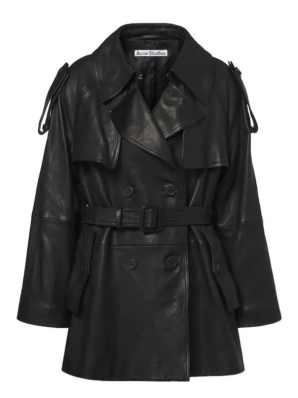 Acne Studios Leather Trench Coat - Black
