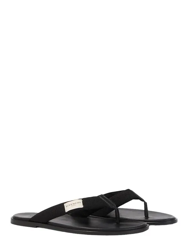 Givenchy Logo Grosgrain Thong Sandals - Black