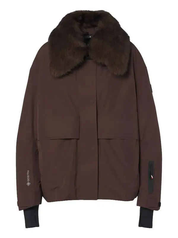 Moncler Shearling-trimmed Down Ski Jacket - Brown