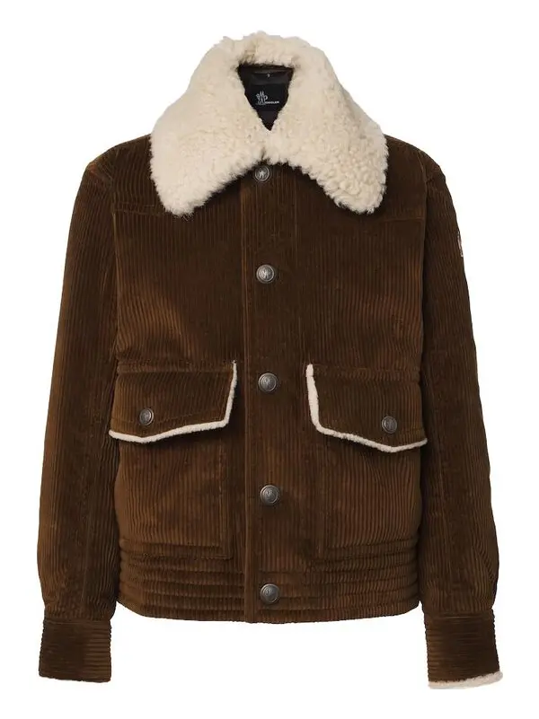 Moncler Shearling-trimmed Corduroy Down Jacket - Brown