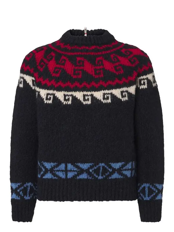 Moncler Fair Isle Wool And Alpaca-blend Sweater - Blue