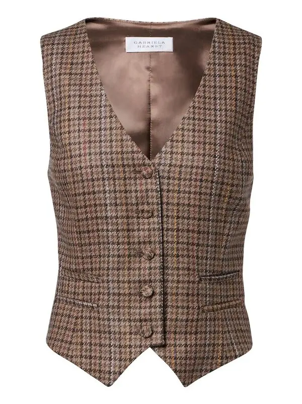 Gabriela Hearst Coleridge Houndstooth Wool And Silk Vest - Brown