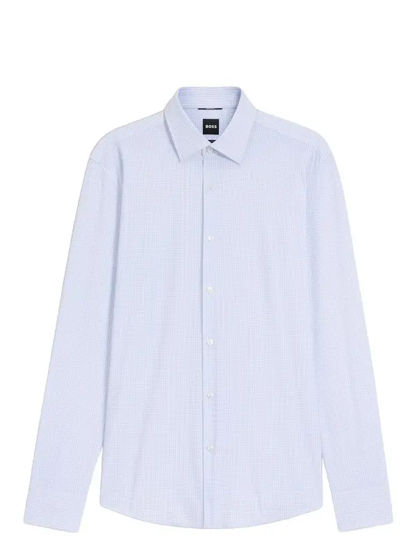 BOSS Printed Slim-fit Shirt In Performance-stretch Jersey - Light Blue