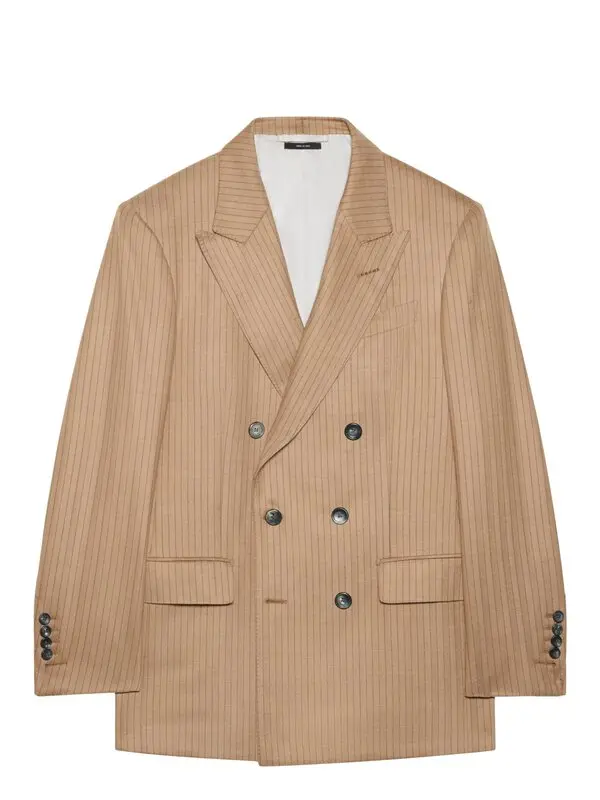 TOM FORD Wool Jacquard Stripe Jacket - Brown