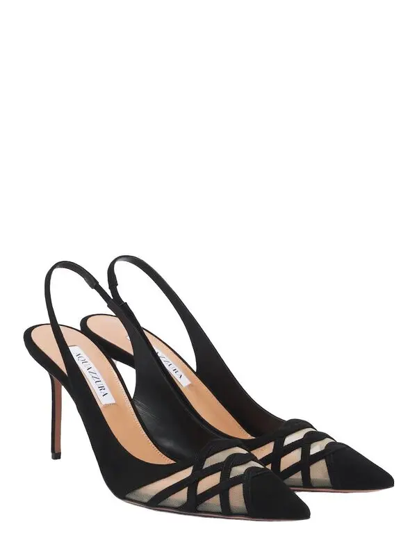 AQUAZZURA Perfect Match Suede Slingback Pumps - Black