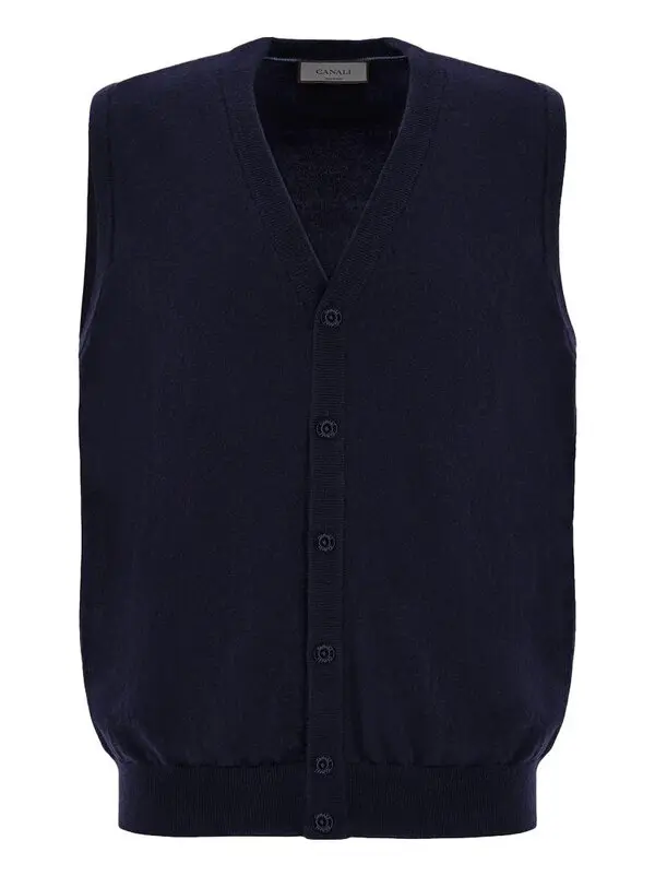 Canali Nuvola Navy Cashmere Vest - Blue