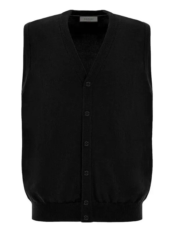 Canali Nuvola Cashmere Vest - Black