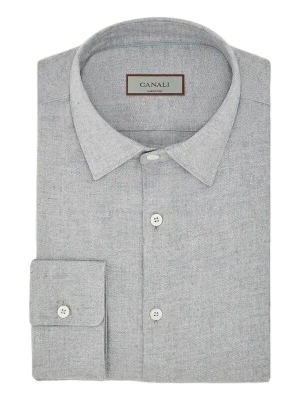 Canali Gray Melange Cotton And Lyocell Regular-fit Shirt - Grey
