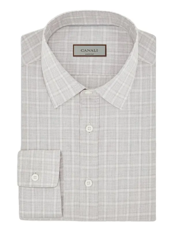 Canali Gray Cotton Check Regular-fit Shirt - Grey