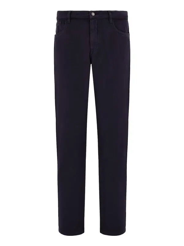 Canali Levante Navy Cotton And Cashmere Gabardine Regular-fit Pants - Blue