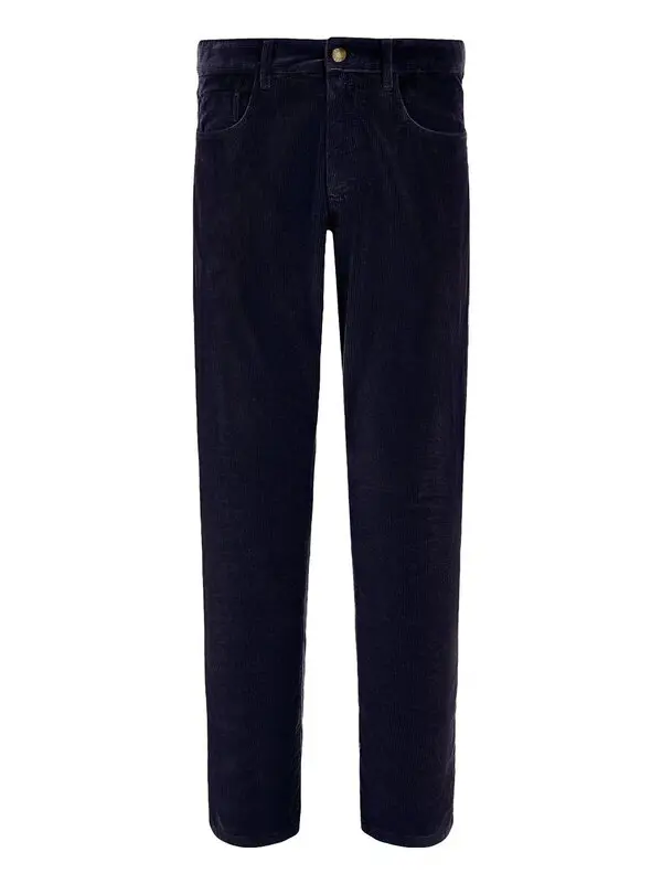Canali Navy Comfort Cotton Velvet Regular-fit 5-pocket Pants - Blue
