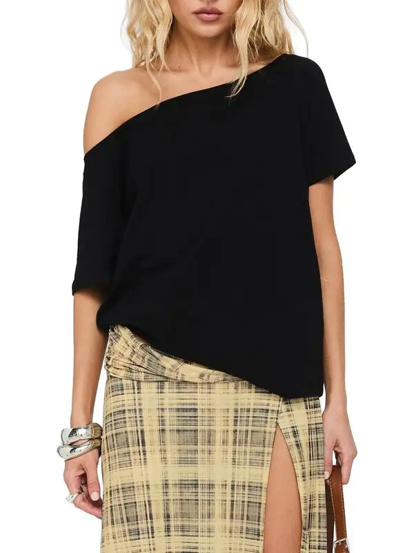 Princess Polly Icon Baby Off The Shoulder Tee - Black