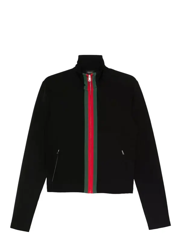 Gucci Stretch Nylon Zip Jacket With Web - Black
