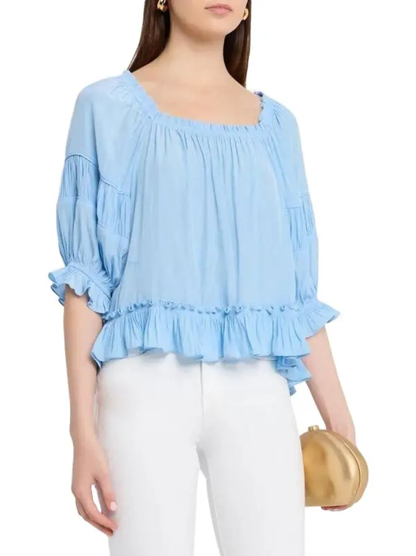 Ramy Brook Natasha Ruffled Blouse - Bazaar Blu