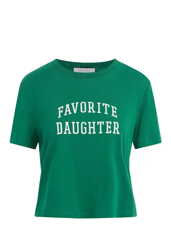 FAVORITE DAUGHTER Cropped Collegiate T-shirt - Grnwht