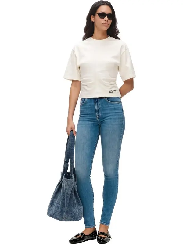 Karl Lagerfeld Washed High-rise Skinny Jeans - Visual Washed Blue
