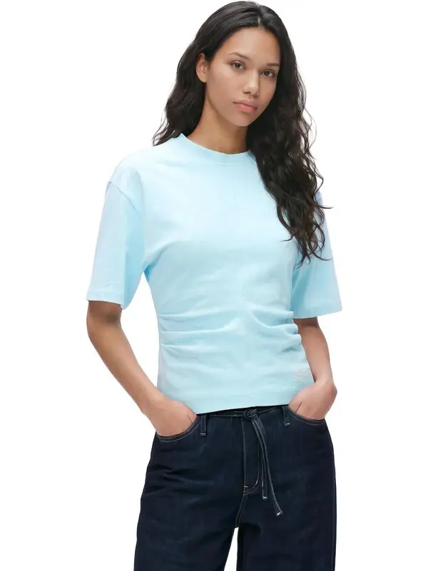 Karl Lagerfeld Wide-sleeved Gathered T-shirt - Aqua Marine