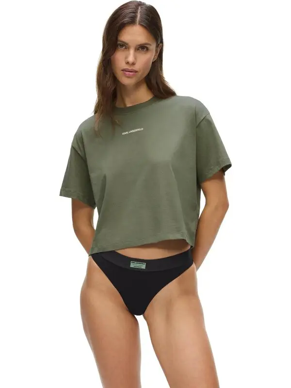 Karl Lagerfeld Athleisure Loungewear Cropped T-shirt - Thyme