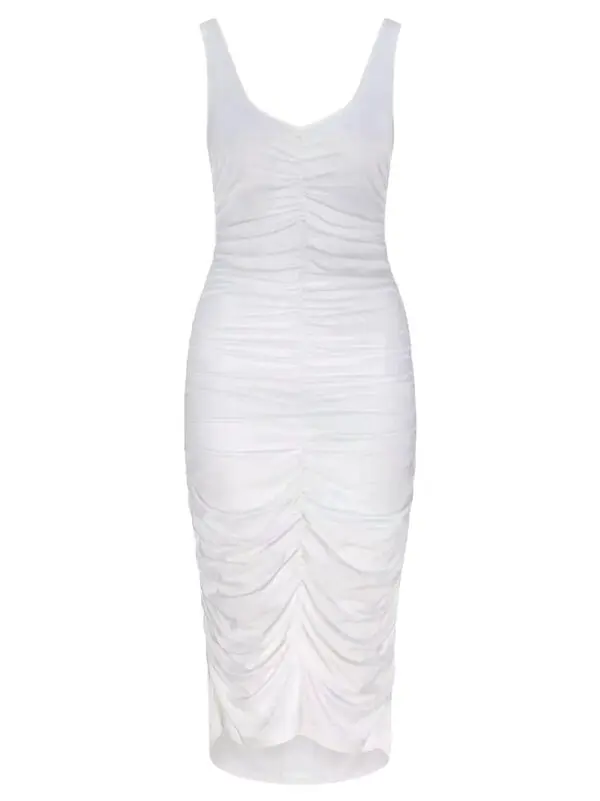 LIZ SKORSIS Olera Ruched High-low Midi Dress - White