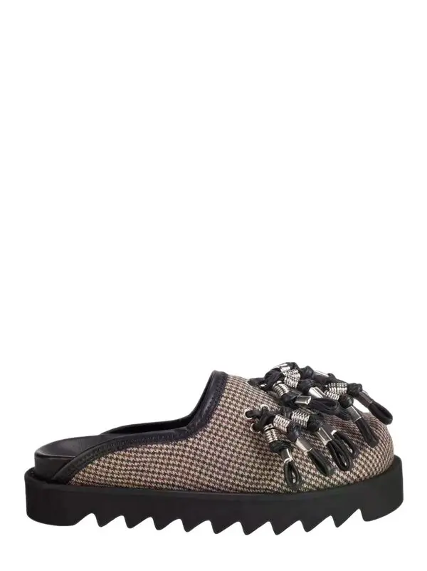 Toga Plaid Industrial Tassel Platform Mules - Neutrals