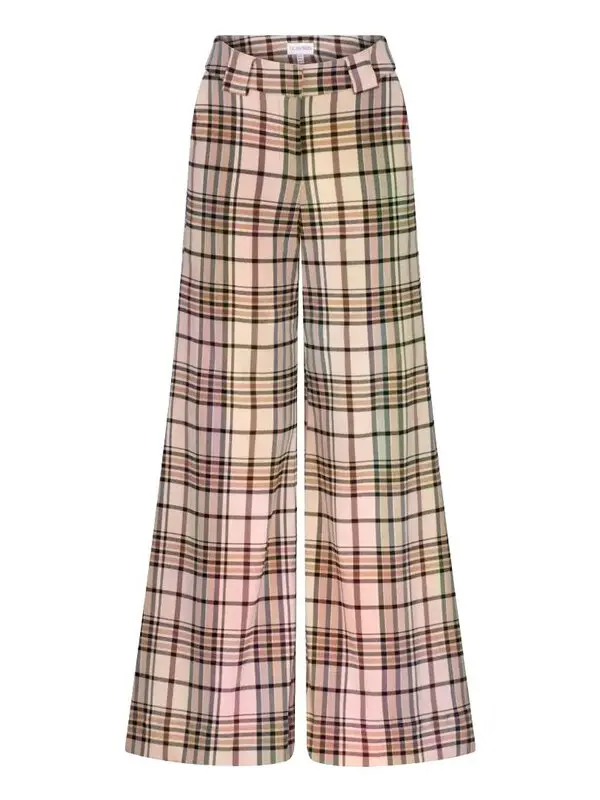 LIZ SKORSIS Check Maddix Wide-leg Trousers - Neutrals