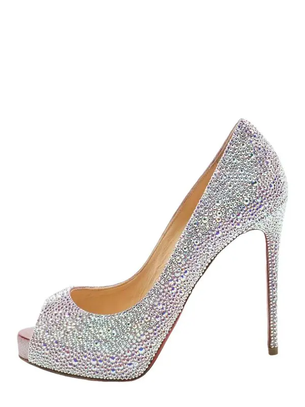 CHRISTIAN LOUBOUTIN New Riche Crystal-embellished Platform Pumps - Silver
