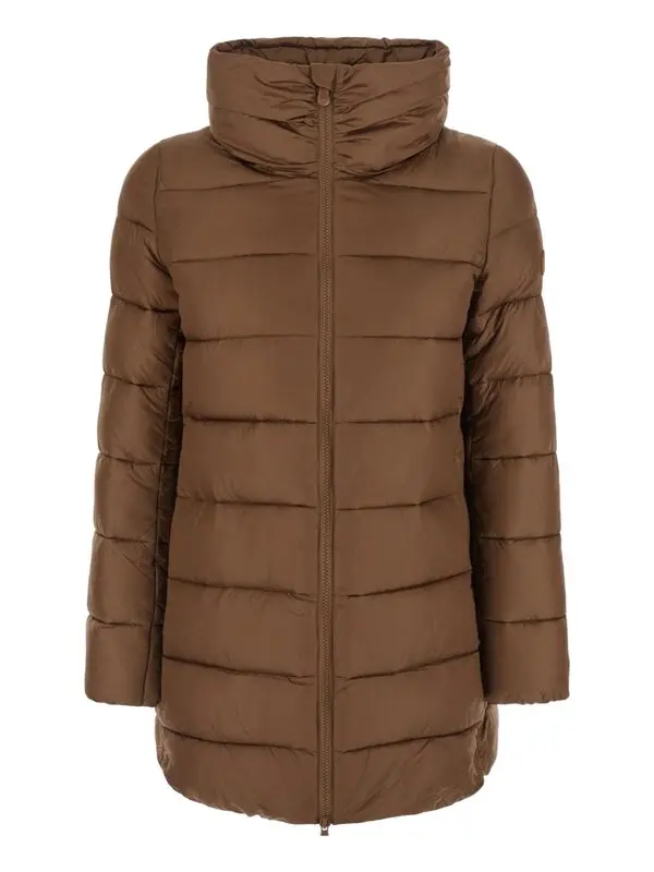 SAVE THE DUCK Matilda Long Hooded Down Jacket - Brown