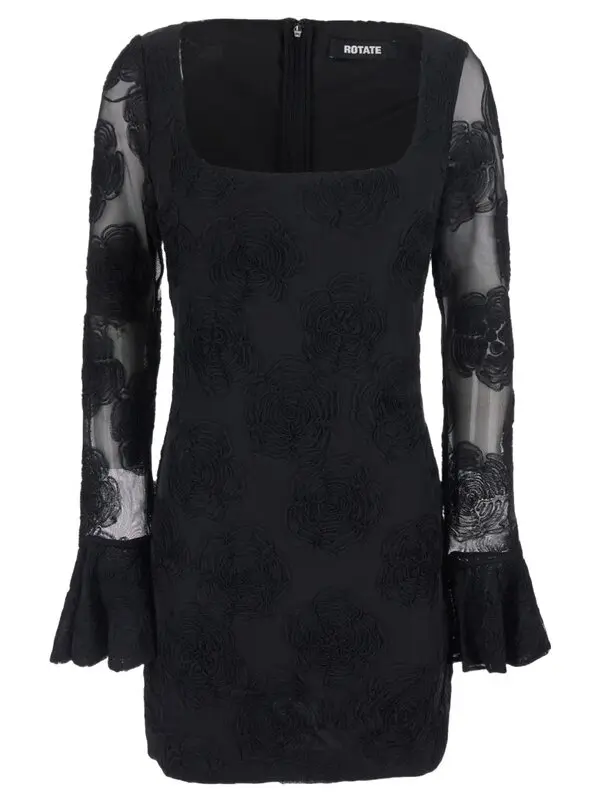 ROTATE BY BIRGER CHRISTENSEN Floral Mesh Mini Dress - Black