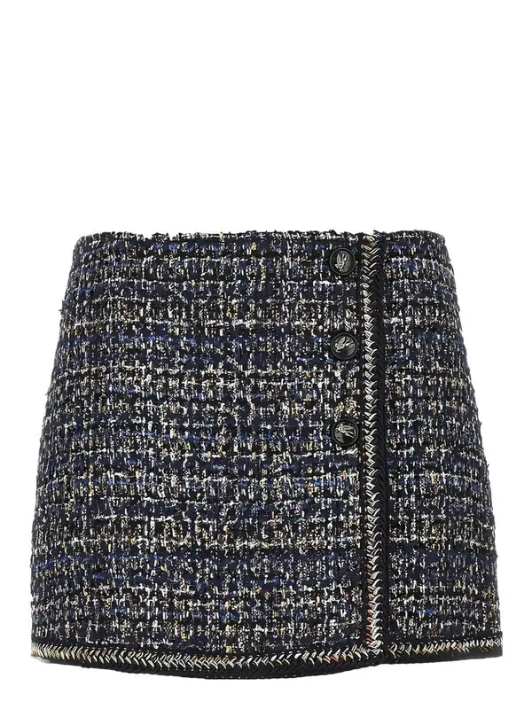 Etro Braided-trim Bouclé Mini Skirt - Navy