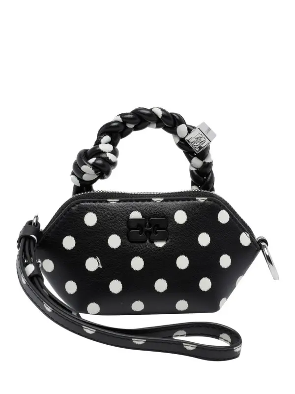 GANNI Nano Bou Polka-dot Wristlet Bag - Black