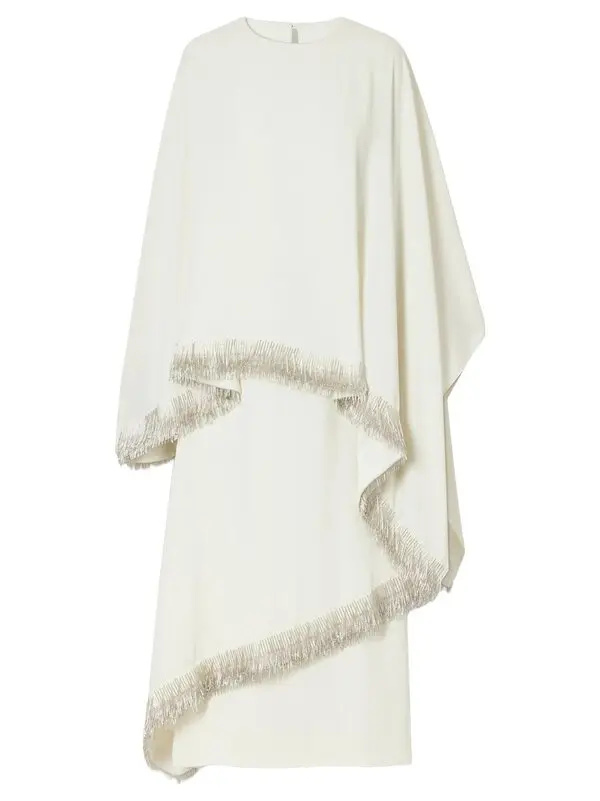 ABADIA Bead-embellished Layered Crepe Gown - White