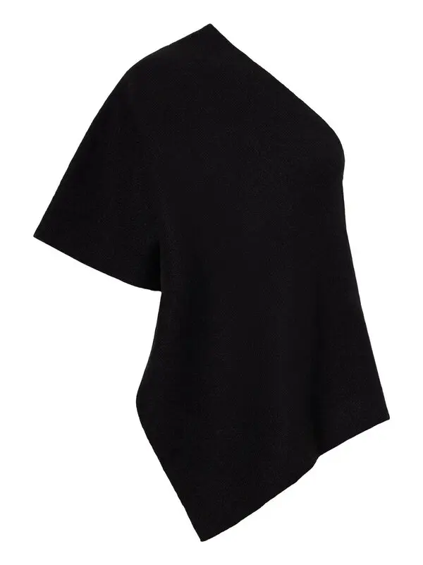LAUREN MANOOGIAN Manta One-shoulder Asymmetric Merino Wool, Alpaca And Cotton-blend Blouse - Black