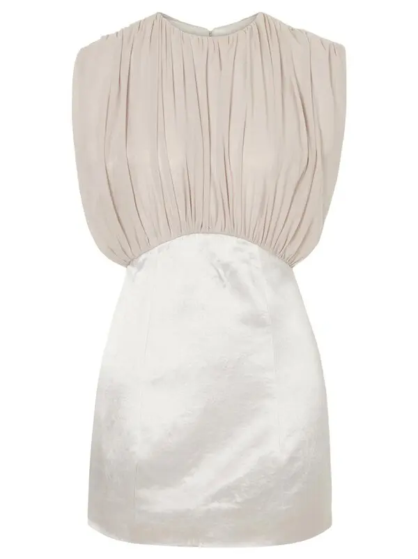 ABADIA Gilda Draped Satin And Crepe Mini Dress - Silver