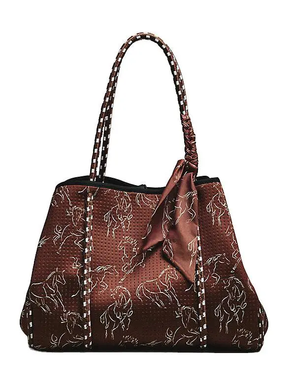 POP UPS BRAND Neoprene Tote Bag - Brown Pattern