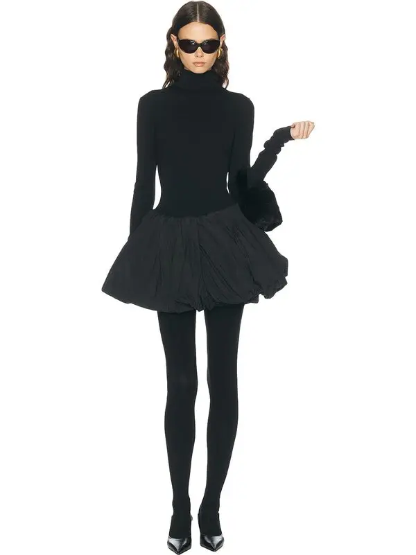 Magda Butrym Long Sleeve Turtleneck Mini Dress - Black