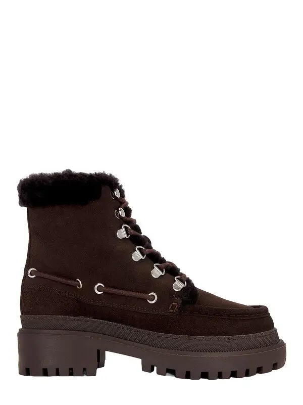 YVES SALOMON Suede Boot In Chocolate - Cacao