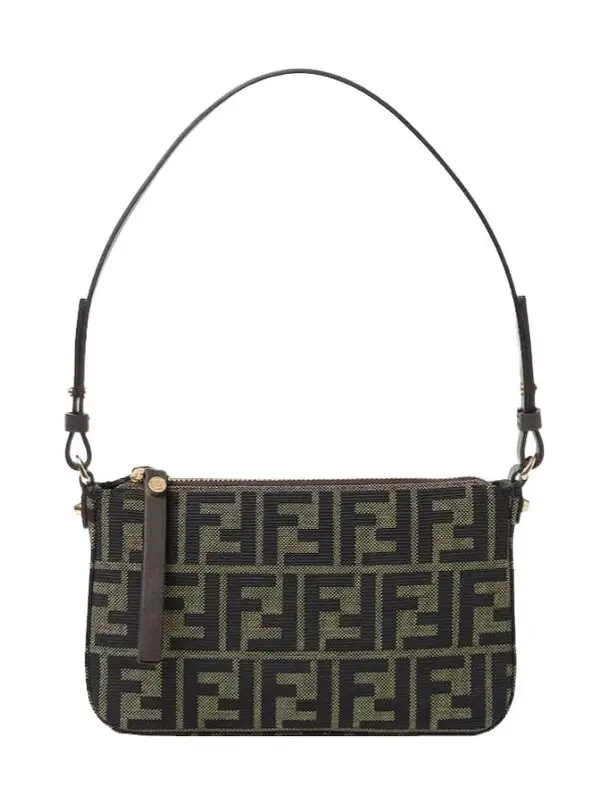 Fendi Ff Zucca Jacquard And Leather Pouch - Brown