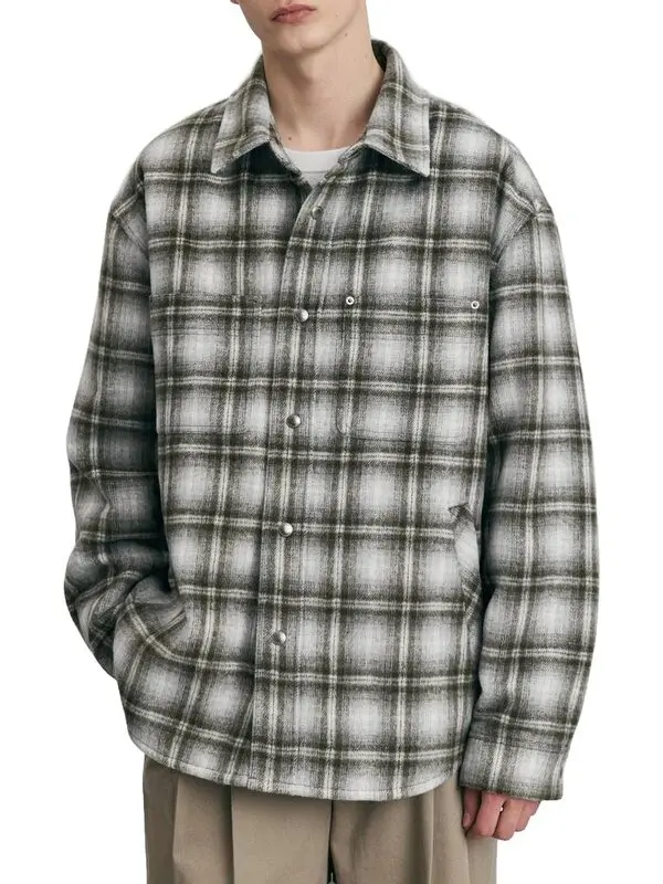 DUNST Gender Inclusive Quilted Flannel Shirt - Khaki Check