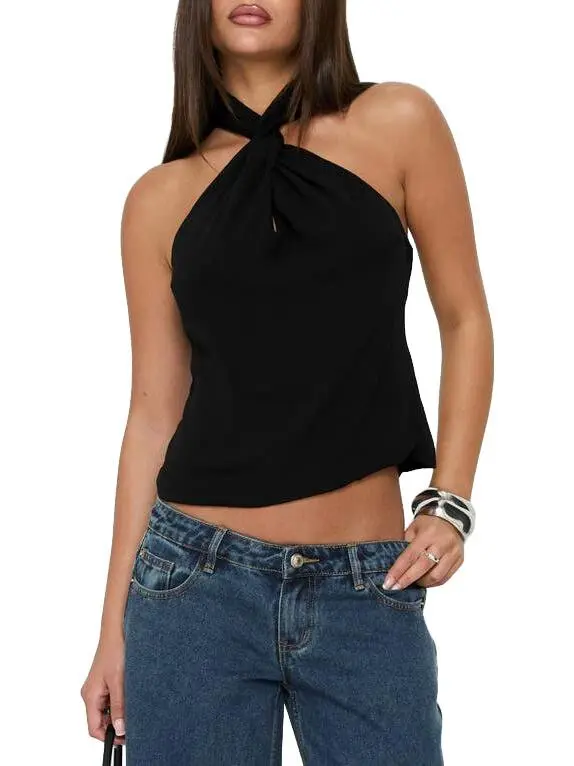 Princess Polly Adalynne Twist Front Crop Top - Black