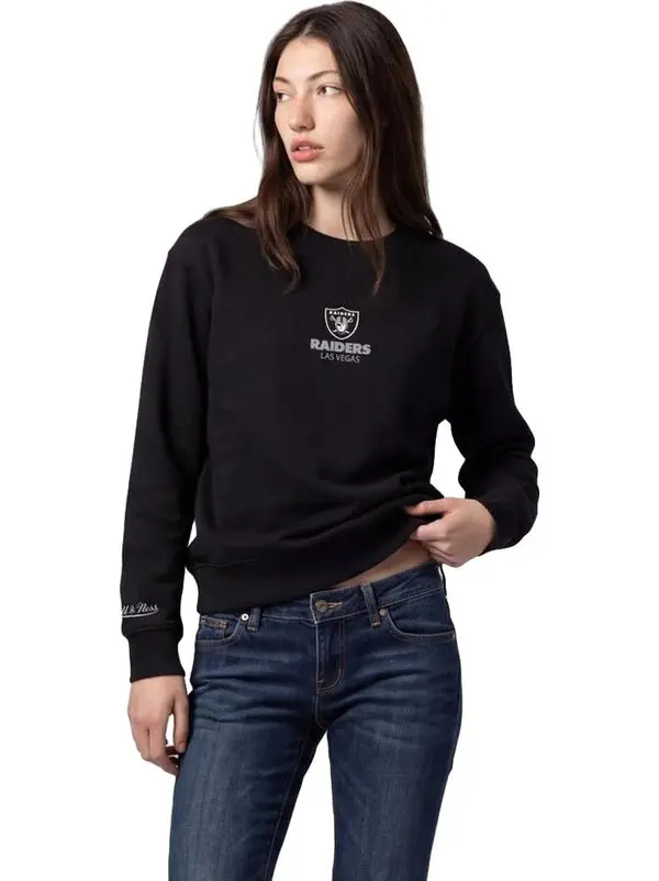 Mitchell & Ness Las Vegas Raiders Core Essentials Micro Logo Fleece Sweatshirt - Black