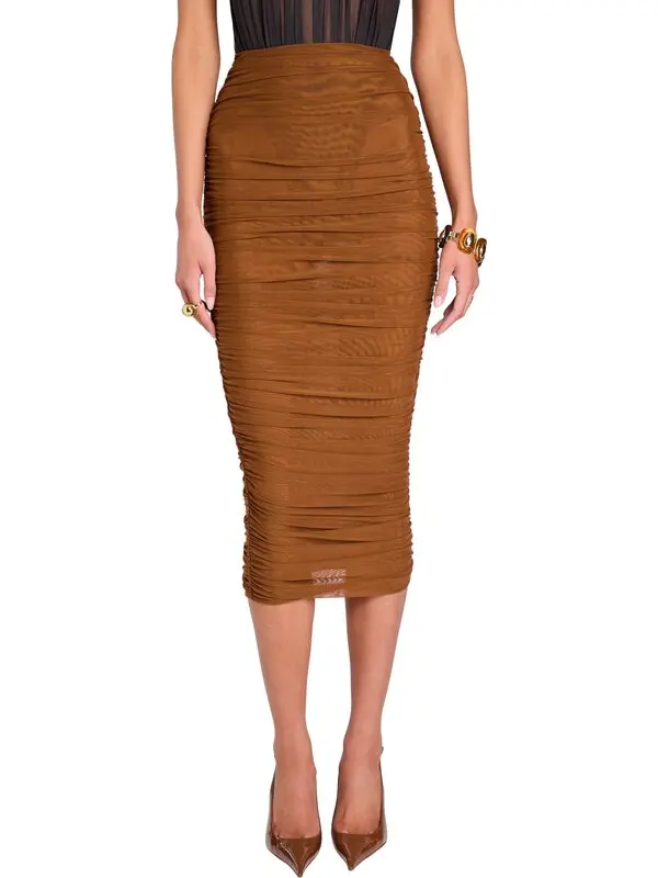 SEROYA Ada Midi Skirt - Heritage Tan