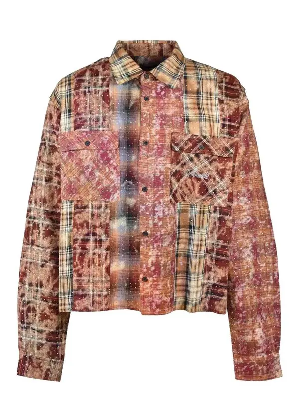 BREATH Rhinestone-embellished Patchwork Shirt - Red