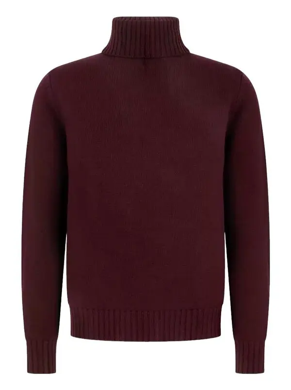Alpha Studio Roll-neck Fine-knit Sweater - Red