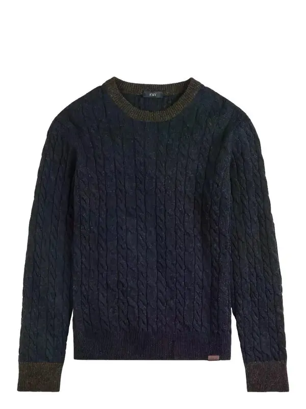 FAY Cable-knit Virgin Wool Sweater - Blue
